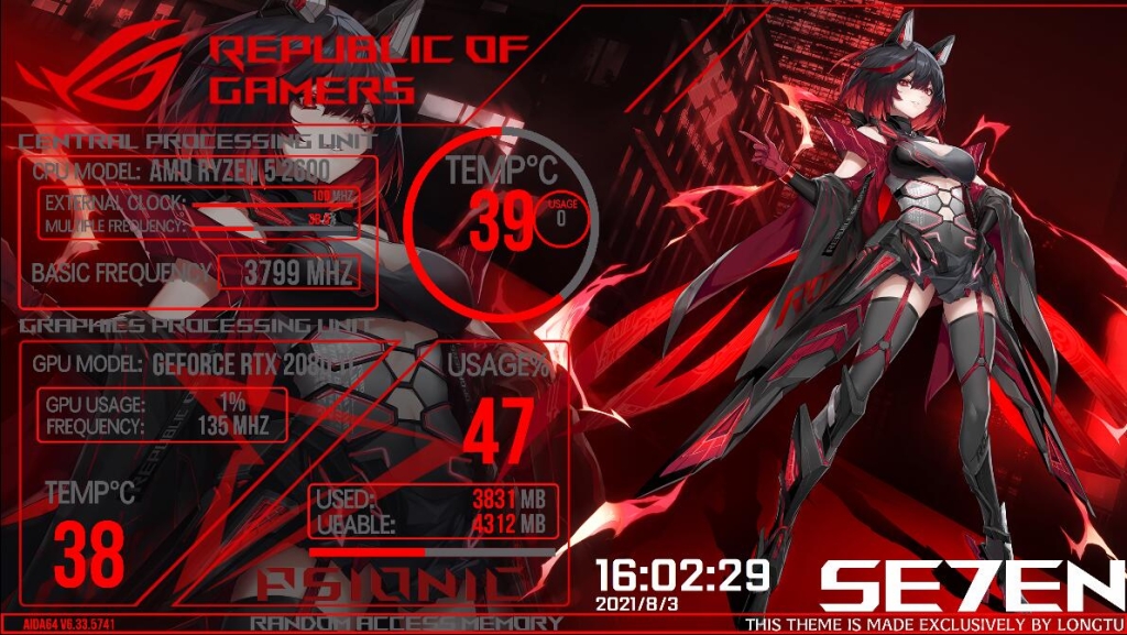 ROG SE7EN_3840X2160_Aida64_Sensorpanel模板_Aida64交流